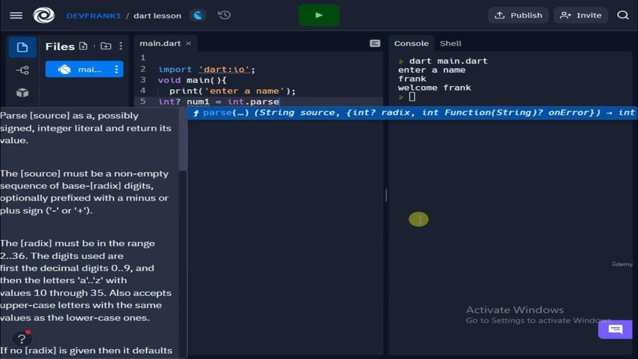 Flatter Course 6. (introduction) etting user int & double input - YouTube