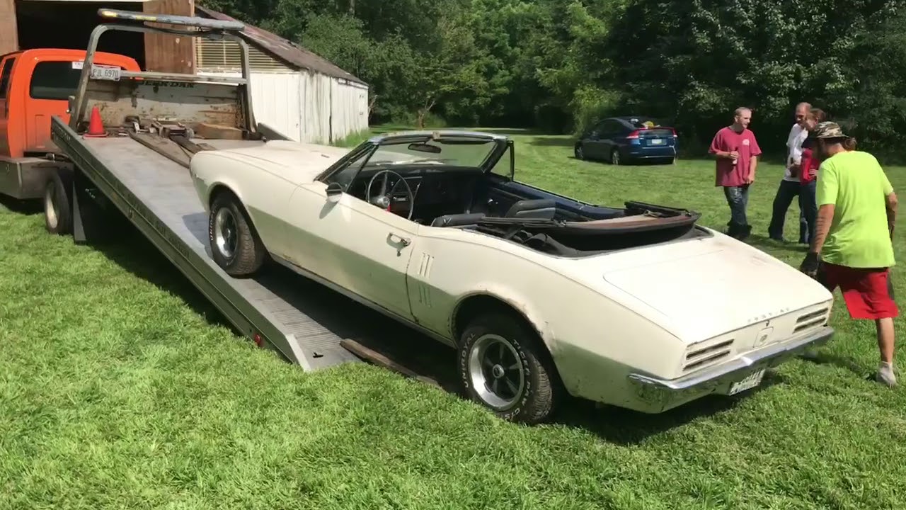1967 Firebird barn find towed away - YouTube