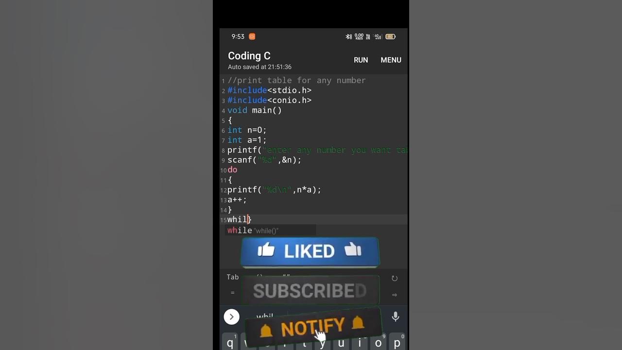 print table of any number using c #shorts - YouTube