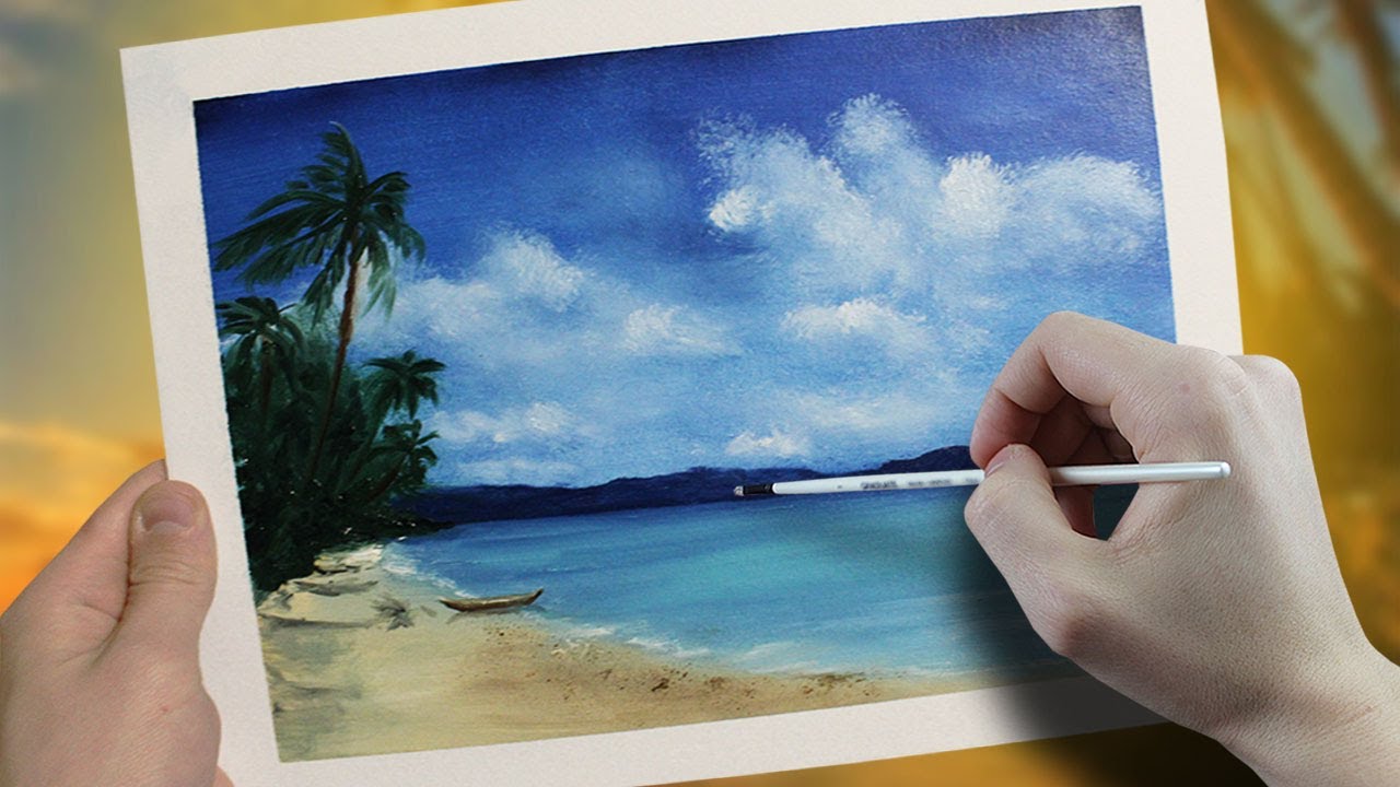 How to paint a seascape | BORACAY Island Philippines - YouTube