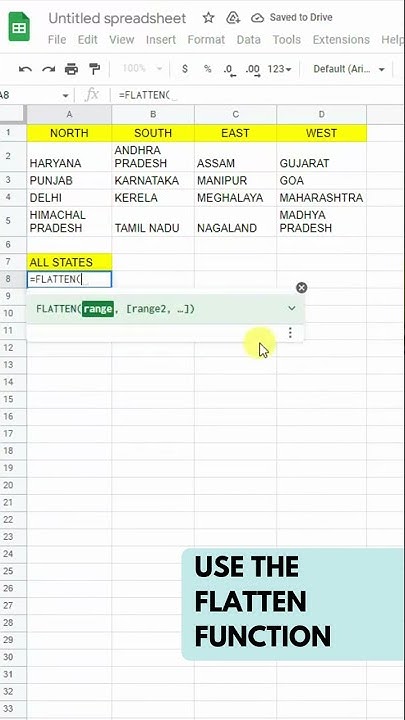Learn how to Flatten Data in Google Sheets | QUICK TIPS AND TRICKS - YouTube