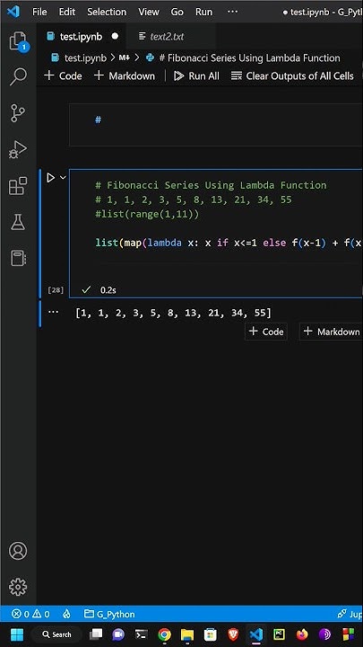 List Comprehension Fibonacci Series Using Lambda Recursion Programming Python Coding Youtube