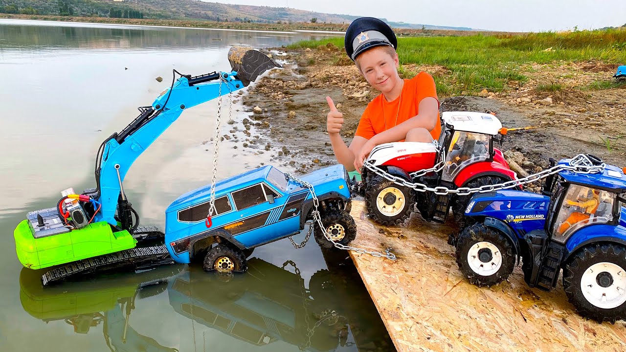 Damian and Darius Play Car Mud Challenge and Help Tractors from the ...