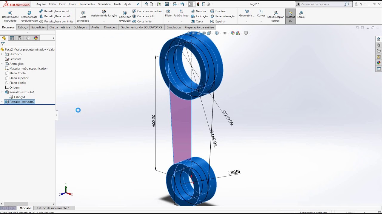 Aula 267 - Modelando peça e fazendo Analise Torque - Solidworks ...
