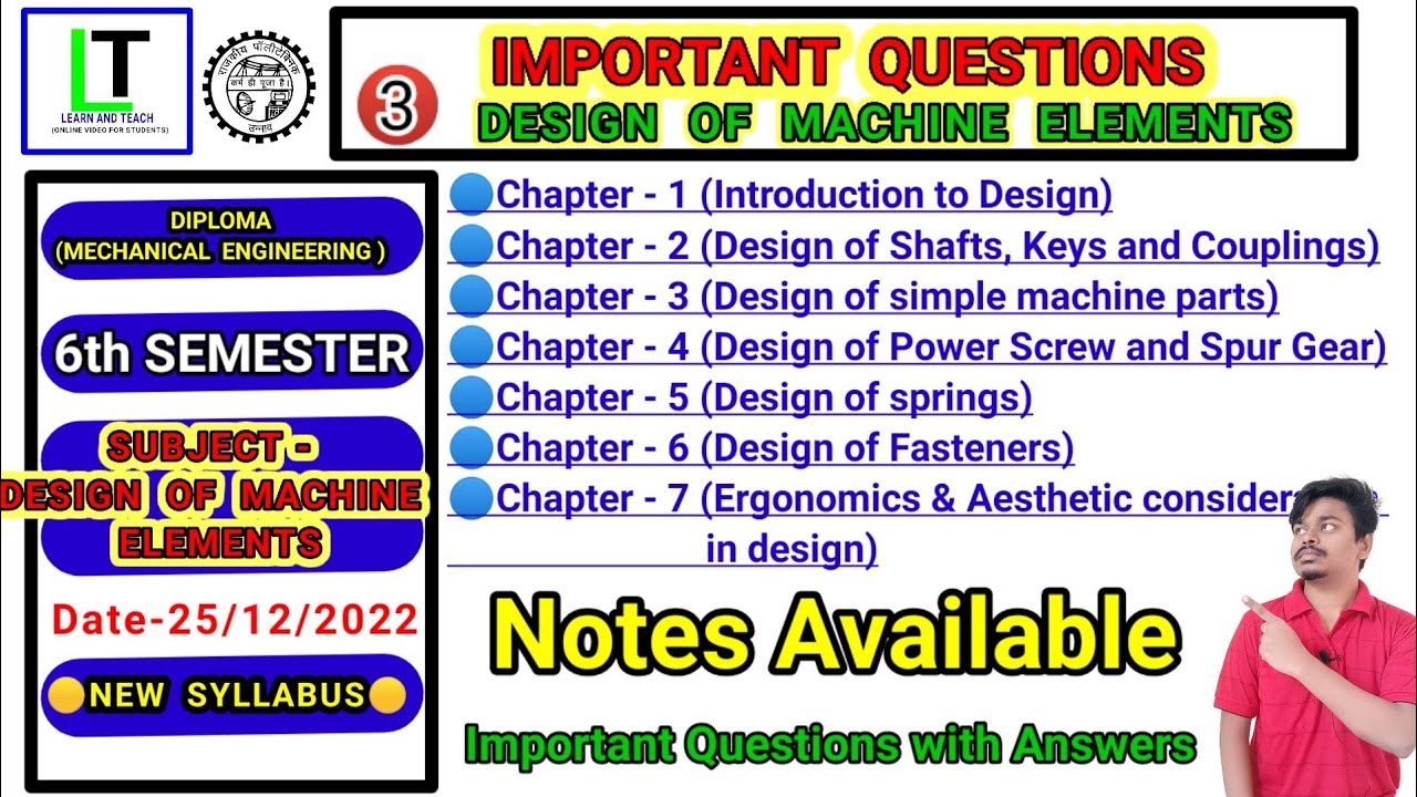 Design of Machine Elements|| Important Questions with Answers|| 6th ...