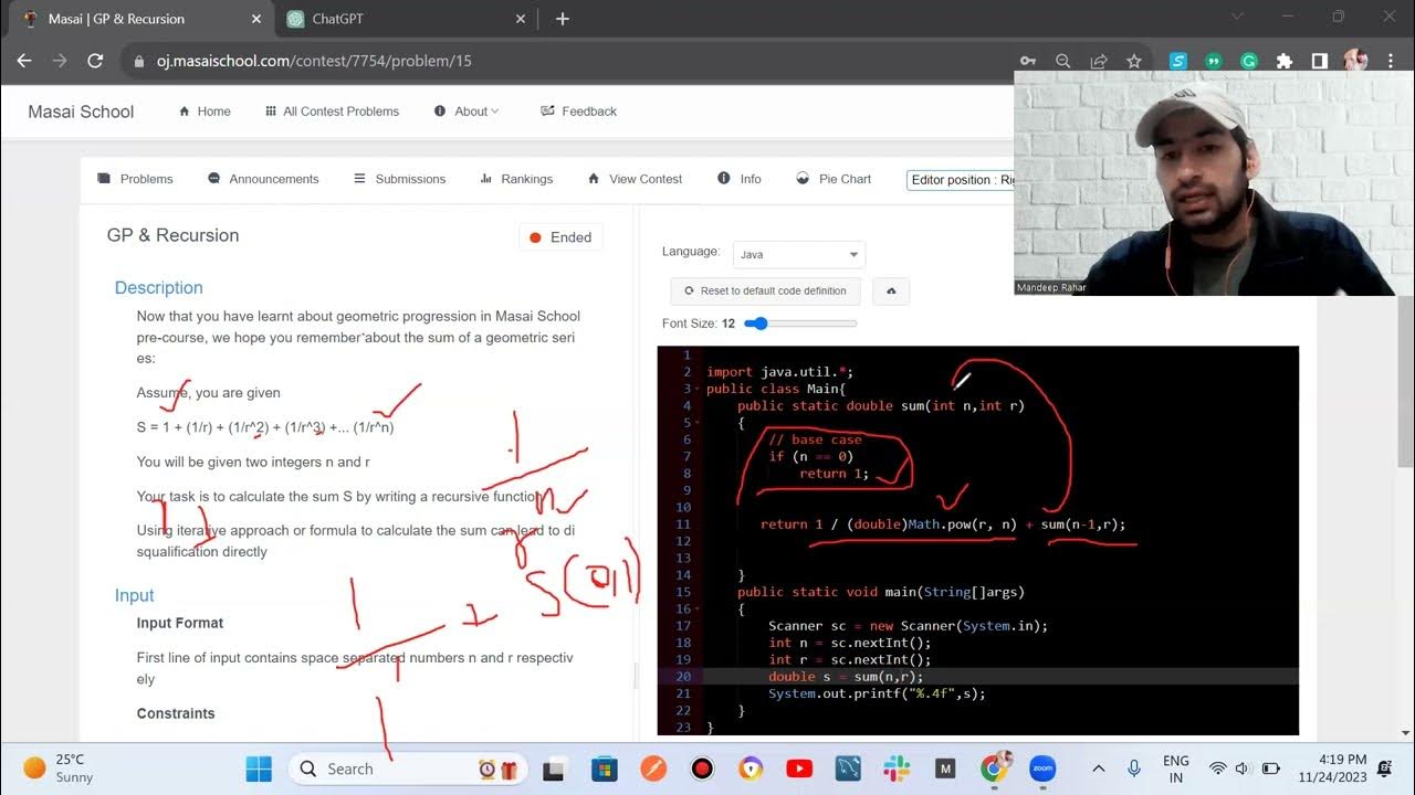 GP & Recursion problems Recursion in java masai school - YouTube