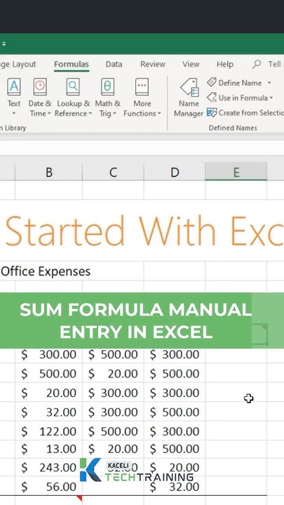 SUM Calculation Manual Entry of Formula in Excel #microsoft #kacelitutorials #microsoftoffice ...