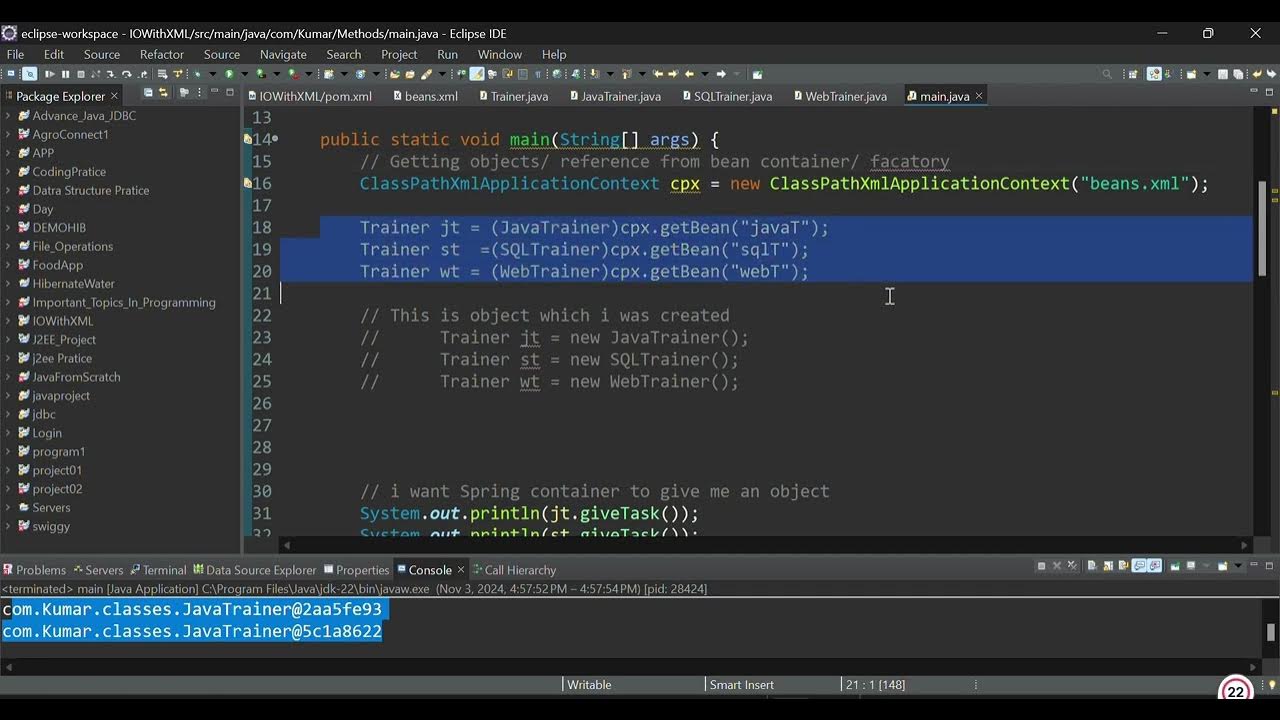 Spring Inversion of Control using pom. xml (IOC) - YouTube