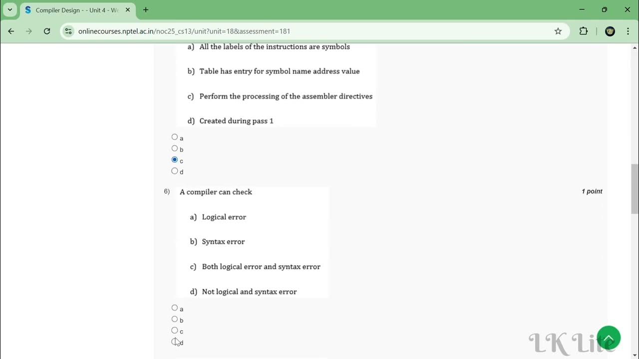 Compiler Design | NPTEL Swayam | Week 1 assignment Answers 2025 - YouTube Compiler Design | NPTEL Swayam | Week 1 assignment Answers 2025 - YouTube