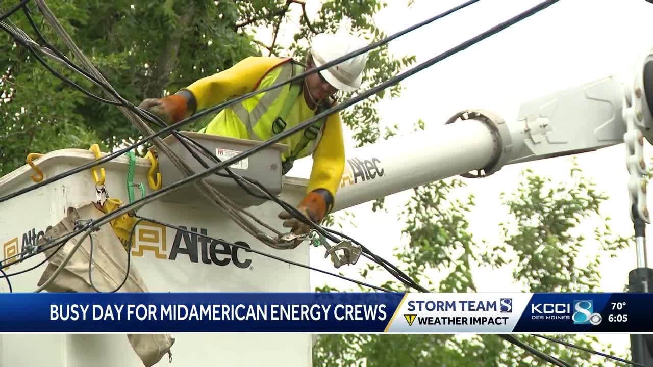 MidAmerican Energy crews work to restore power after strong storms blow ...