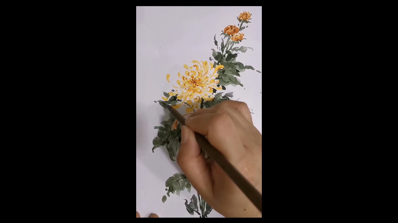 Daisy flower - Western watercolor in Chinese wash painting style - YouTube