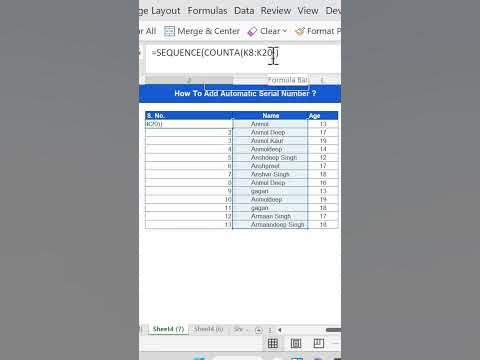 automatic sequence number using sequence formula l My Excel Tutor - YouTube