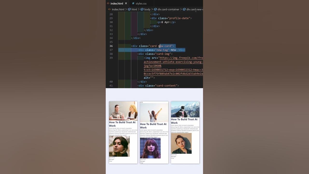 Creating A Blog Cards Component With Html And Css Shorts Html Css Webdevelopment Coding Youtube