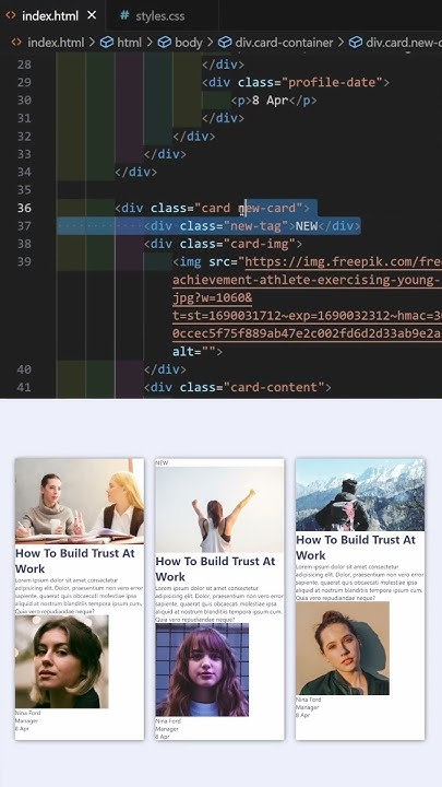 Creating A Blog Cards Component With Html And Css Shorts Html Css Webdevelopment Coding Youtube