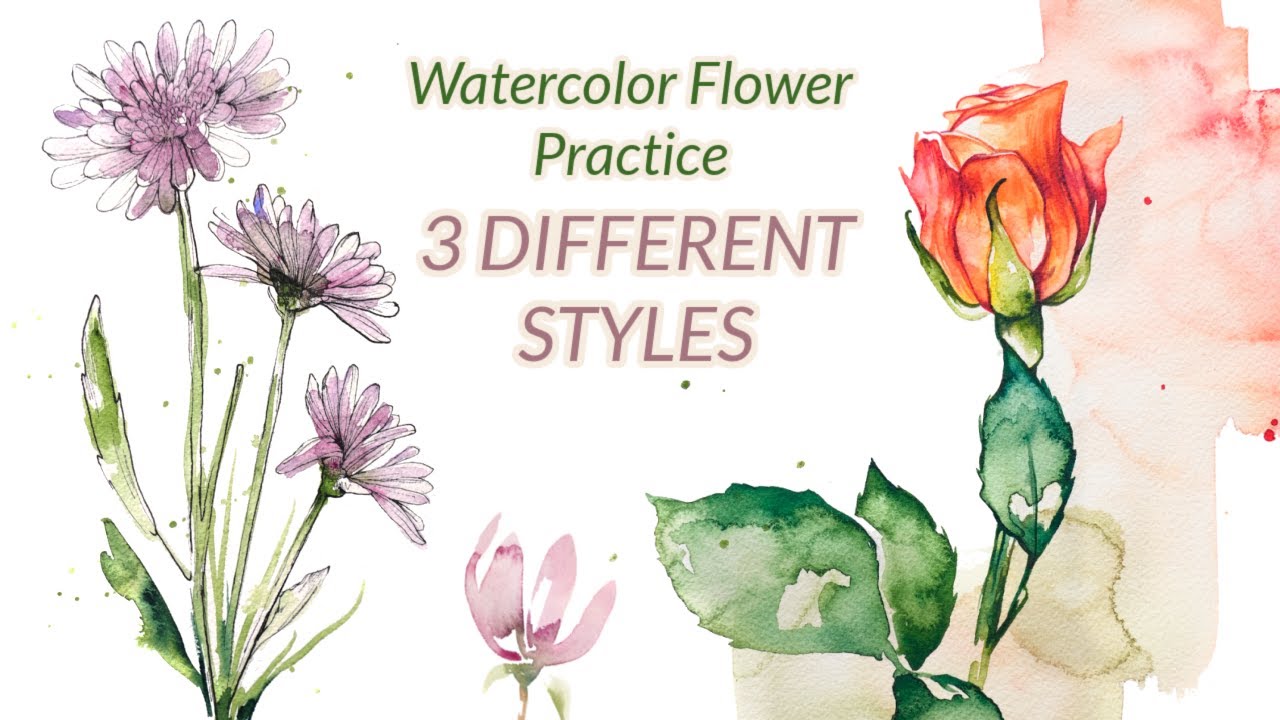 Watercolor Flower Practice - Drawing, Painting and Line and Wash - YouTube
