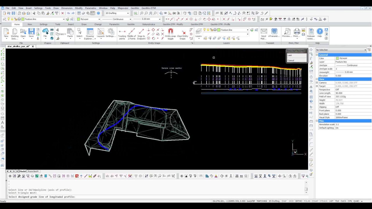 Transmitting grade line of profile to situation - YouTube