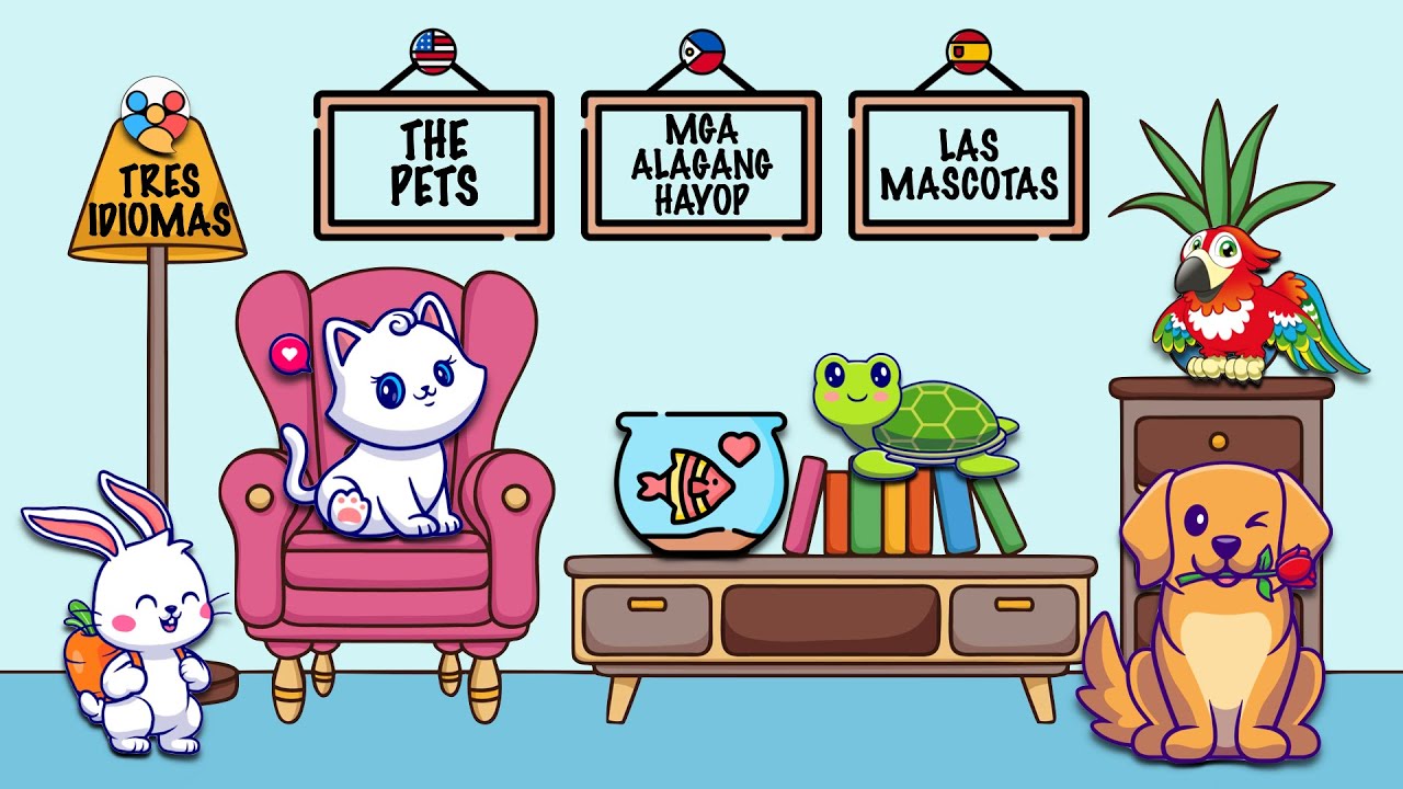 The Pets, Mga Alagang Hayop, Las Mascotas (Learn 11 English, Tagalog ...
