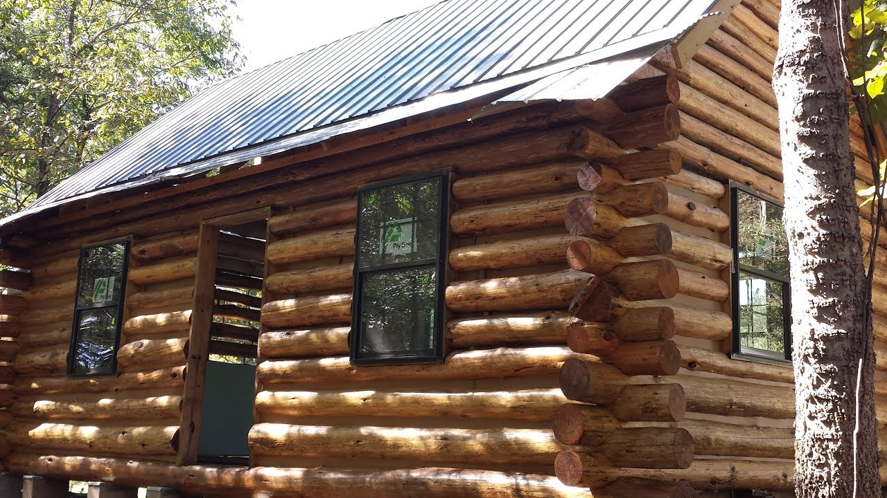 Off Grid Log Cabin Build #22 Windows - YouTube