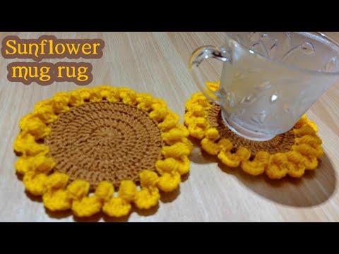 Crochet sunflower Cup mat | easy | handmade | tutorial - YouTube