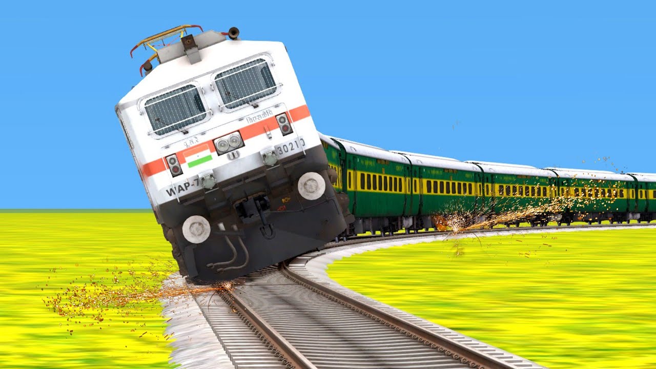 OVER SPEED LIVE TRAIN ACCIDENT | Highest Speed Crossing on Curved ...