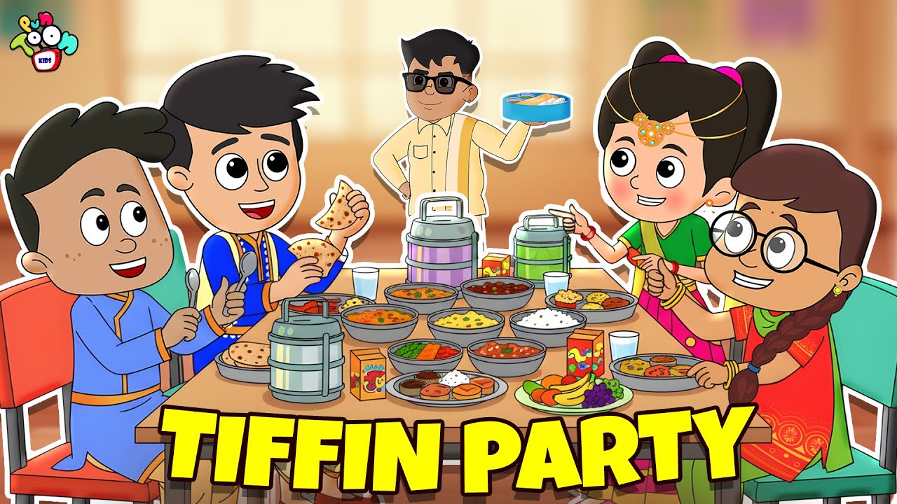 बच्चों की TIFFIN PARTY | Cartoon | Moral Story | PunToon Kids - YouTube