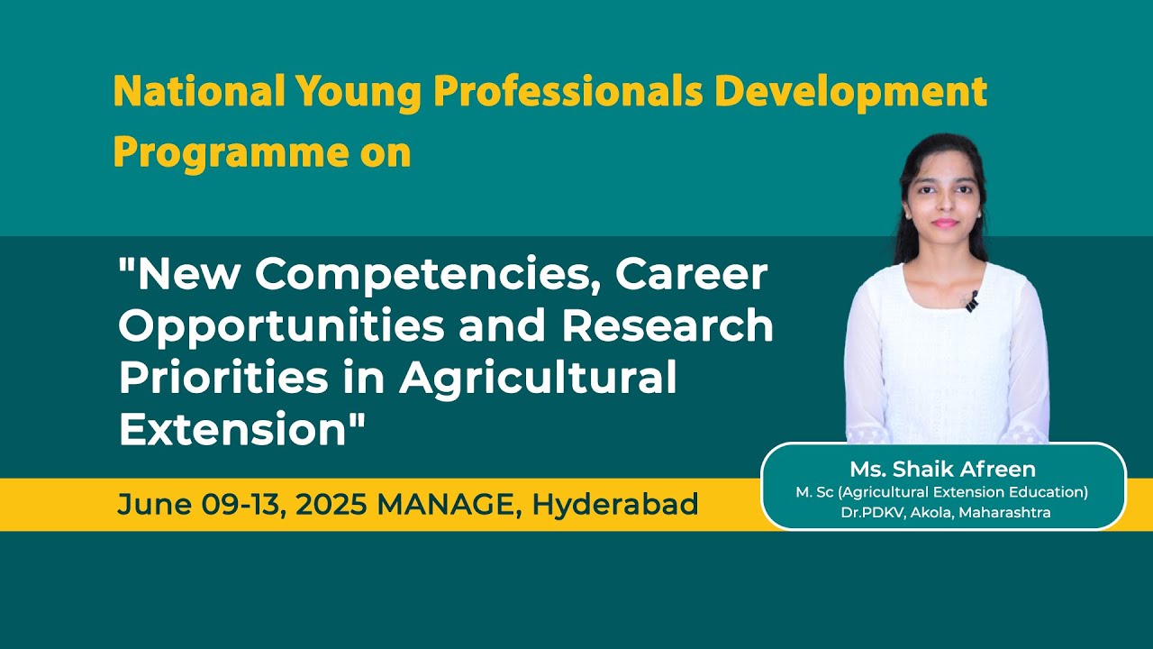 MANAGE || NYPDP || Ms. Shaik Afreen || M. Sc (AEE) || Dr.PDKV || Akola ...