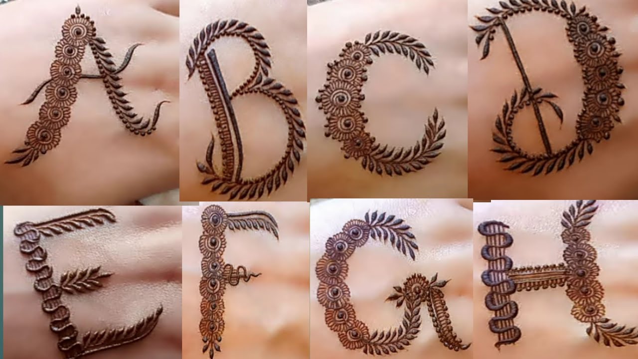 Alphabet Mehndi Design |A B C D E F Mehndi Design|A to Z Letter Tattoo ...