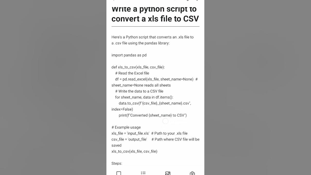 How To Write A Python Script To Convert Xls File To Csv File Pythonprogramming Pandaslibrary