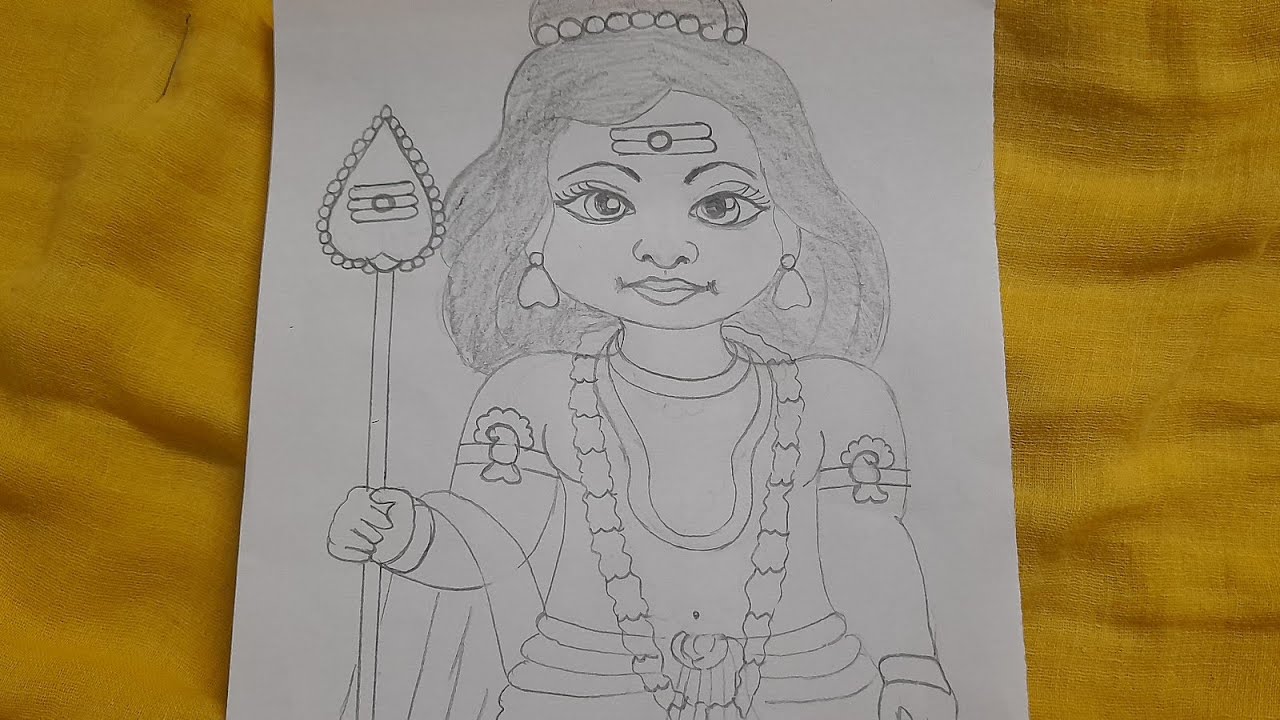 Lord murugan easy drawing l god muruga l karthikeya l painting l God ...