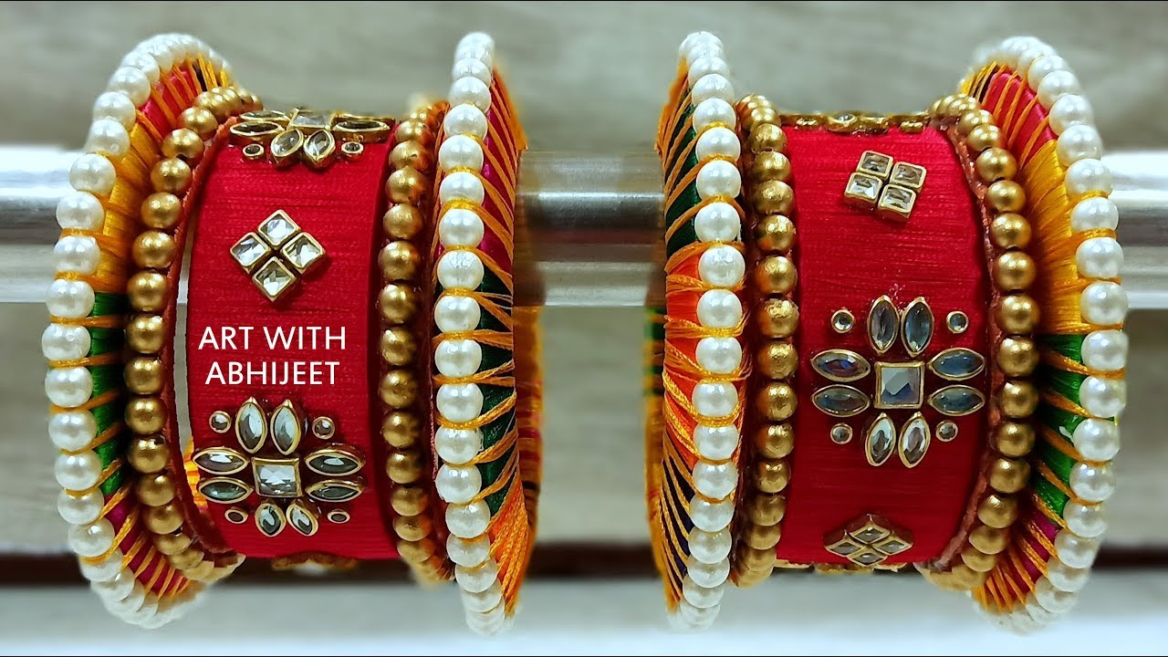 How To Make New Silk Thread Couple Name Bangles Making At Home| Diamond ...
