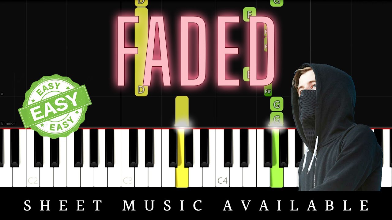 Alan Walker - Faded (Easy Piano Tutorial) - YouTube