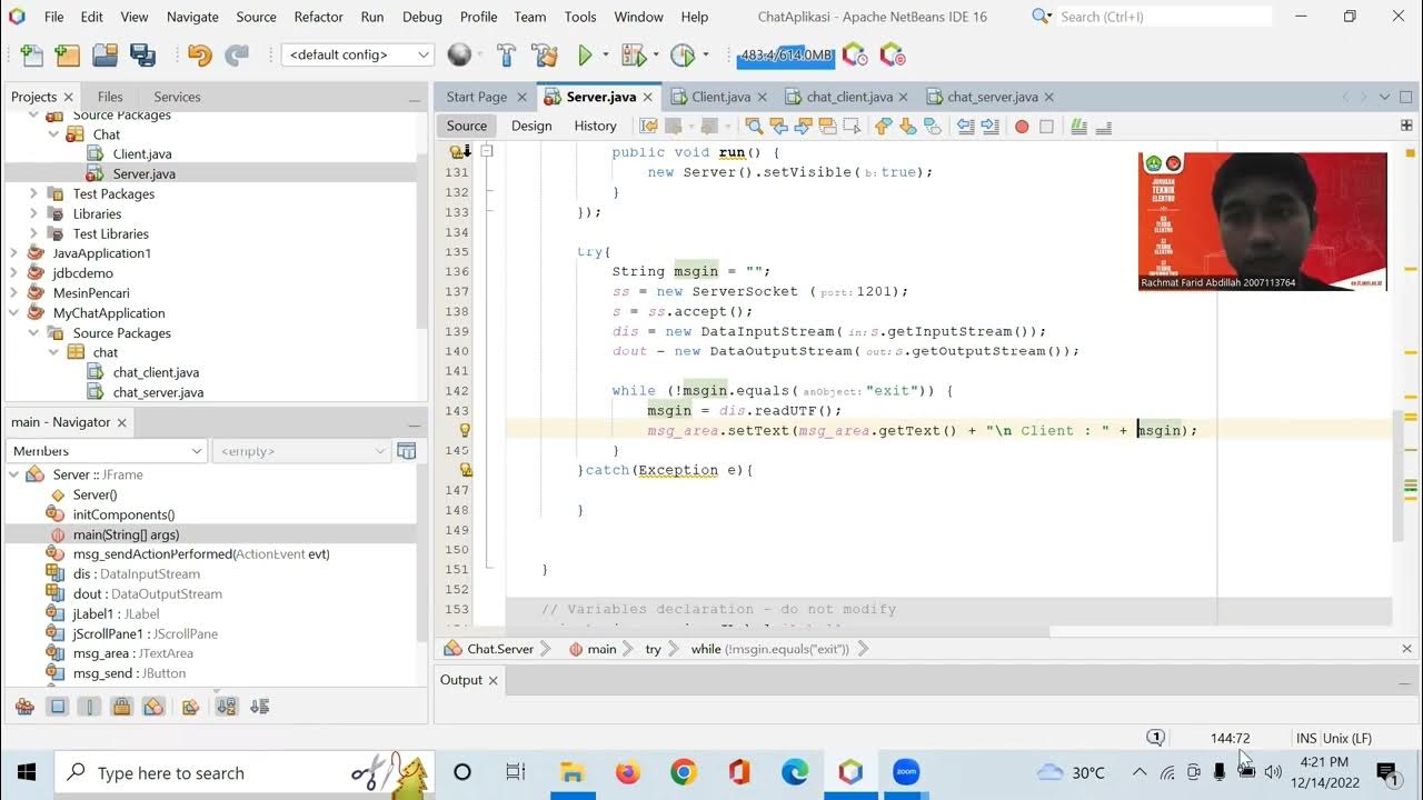 Program Jaringan Chat Server-Client dengan GUI Java melalui Socket - YouTube