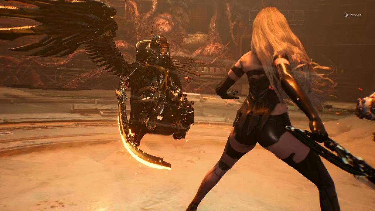 Stellar Blade Tachy boss fight hard A2 collab costume - YouTube