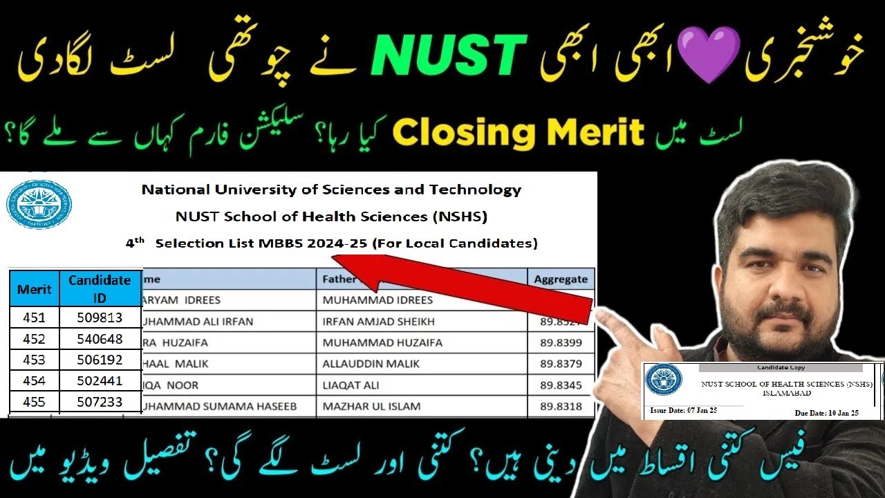 NSHS 4th Selection List Announced For MBBS 2025 ::: NSHS closing merit ...