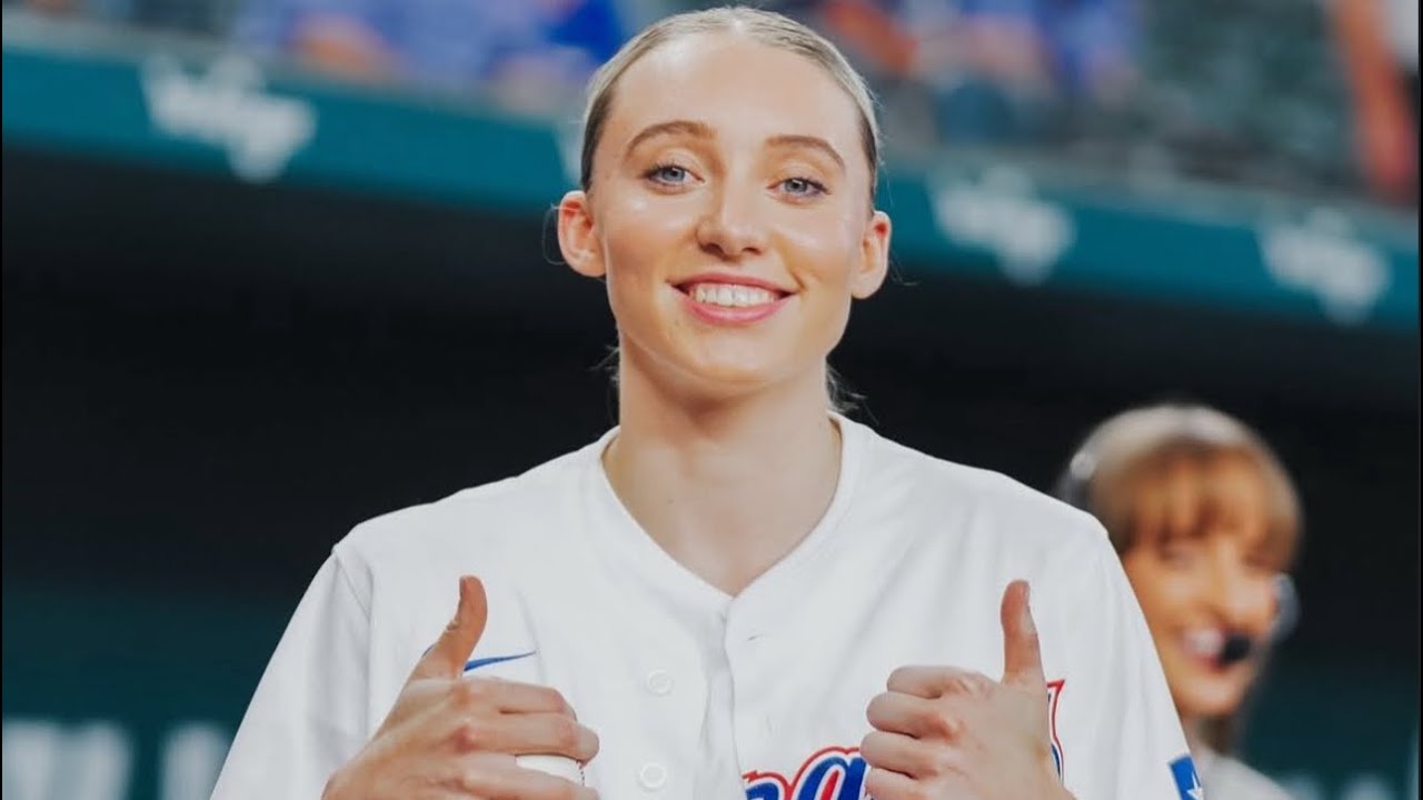 Paige Bueckers throws the first pitch at the Texas Rangers game - June ...