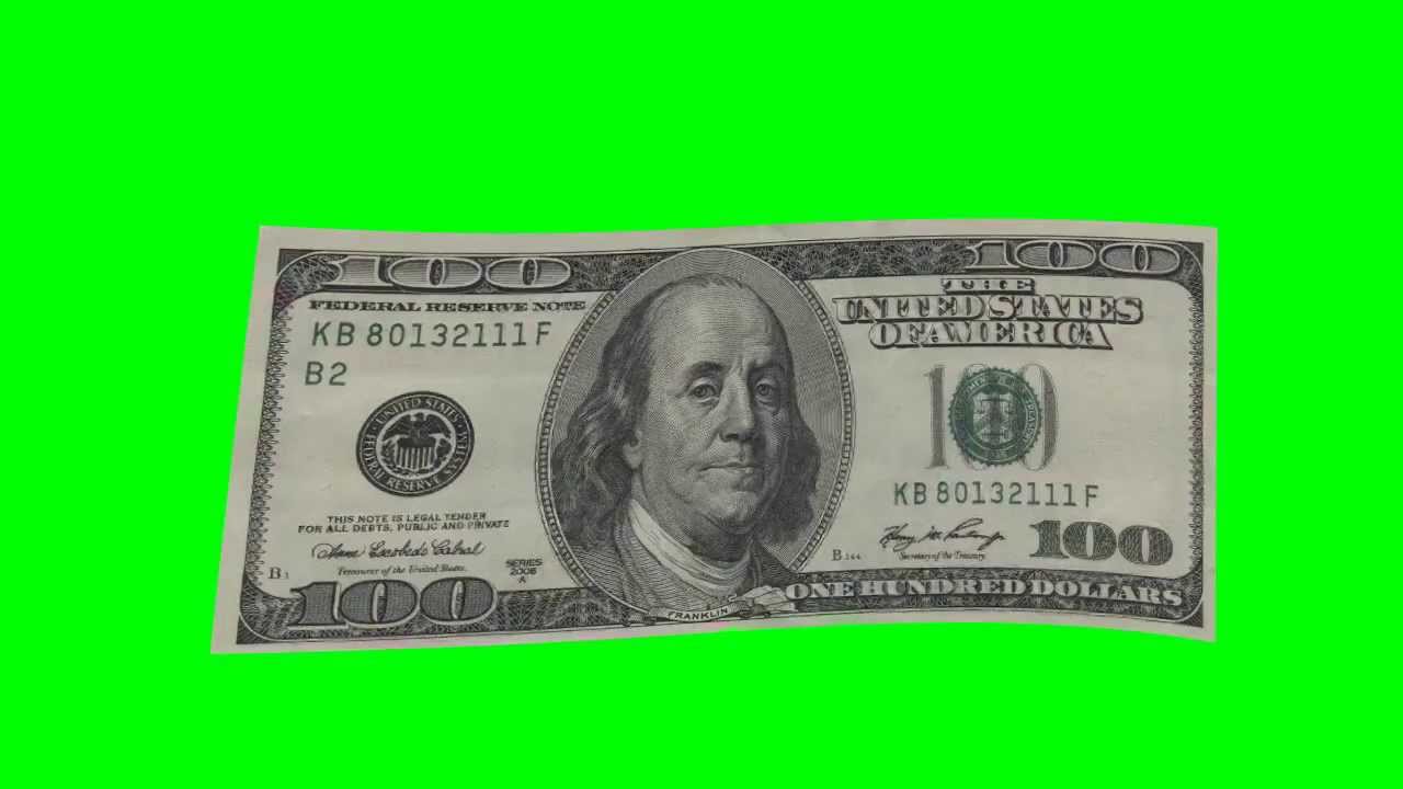 100$ - ONE hundred dollars in green screen free stock footage - YouTube