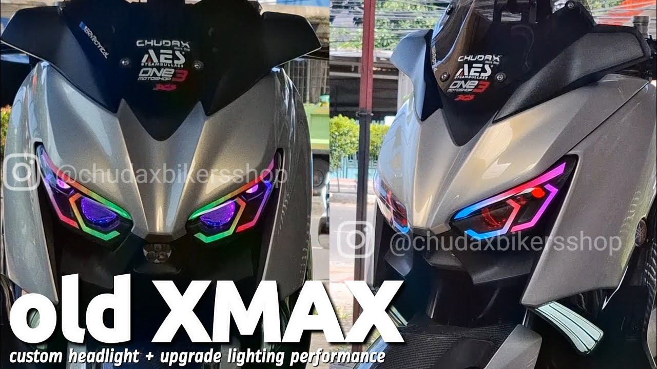 Modifikasi lampu depan old xmax || konsep hexa full RGB - YouTube