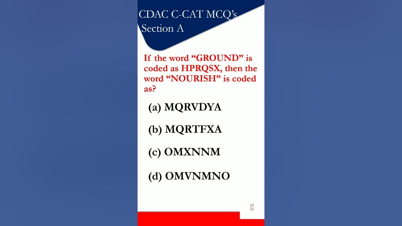 CDAC | C-CAT Preparation MCQ's | Section A | Reasoning | Part 1 | #shorts #cdac #precat # ...