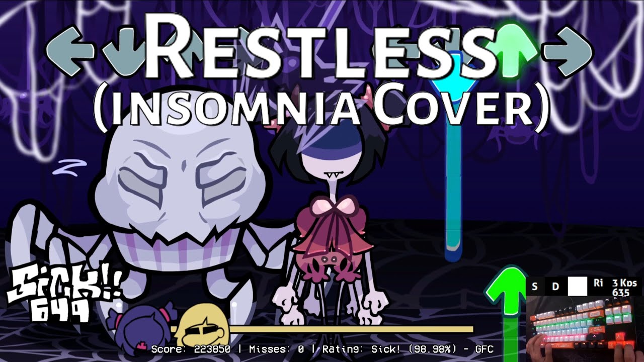 (Restless) (GFC) (Insomnia Cover) (HANDCAM) Muffet Vs Frisk (FNF Hypno ...