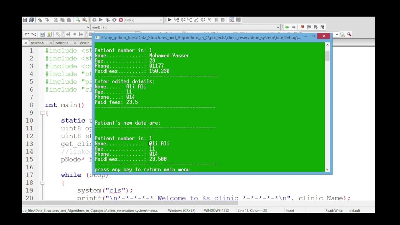 Clinic reservation system in C - YouTube