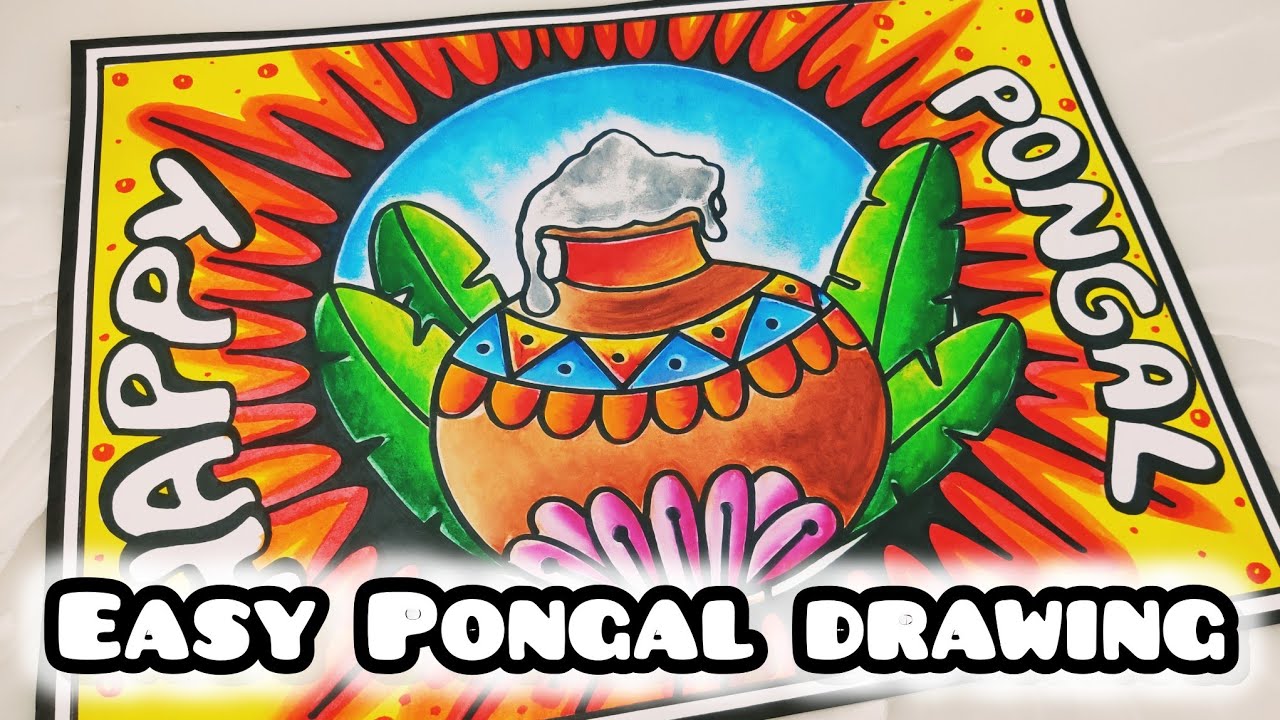 Pongal drawing easy| How to draw Pongal festival drawing| Happy Pongal ...