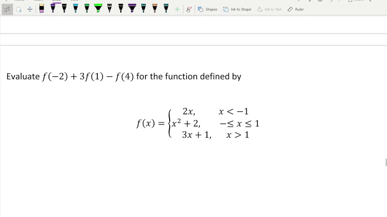 Evaluate Piecewise Function Expression Youtube