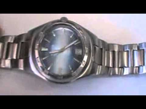Rare Vintage Deal Mens Fossil Watch AM-3702 Silver Blue Dial w Date ...