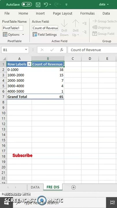 Frequency distribution excel #excel #exceltips #exceltutorial #subscribe #trending #online #work ...