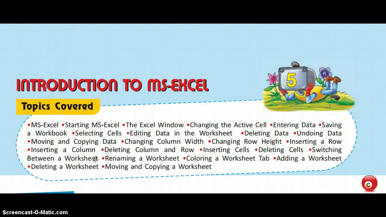 Introduction to MS Excel, Part 1, Class 6, Ch 5, Computer Science, IT ...