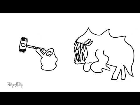 Manateee with big-ass hammer vs thing (gore warning)