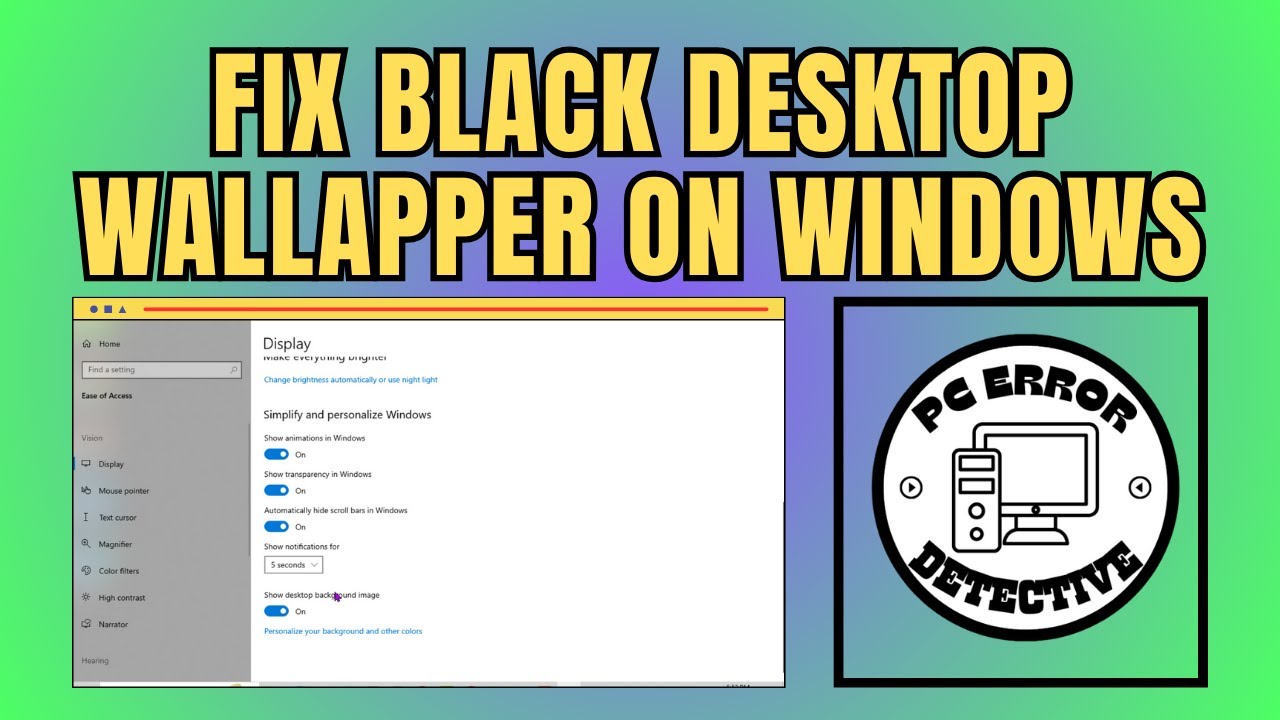 How to Fix Black Desktop Wallpaper on Windows 10 - YouTube