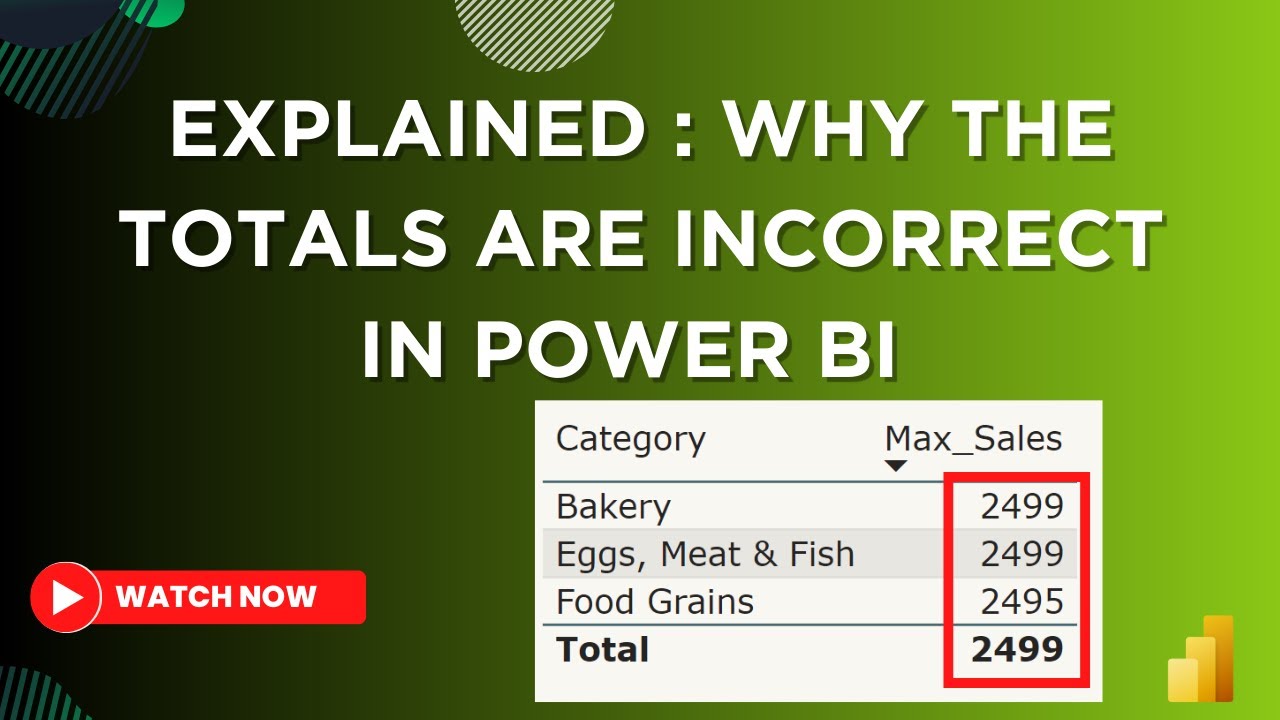 Why Incorrect Totals In Power Bi How To Fix Incorrect Totals Mitutorials Powerbi Youtube