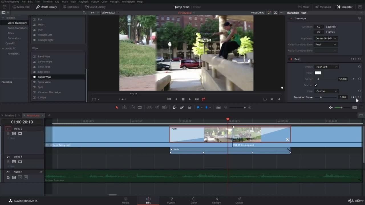 Davinci Resolve Tutorial 91 How to use the Keyframe Editor to edit the Transition Curve - YouTube
