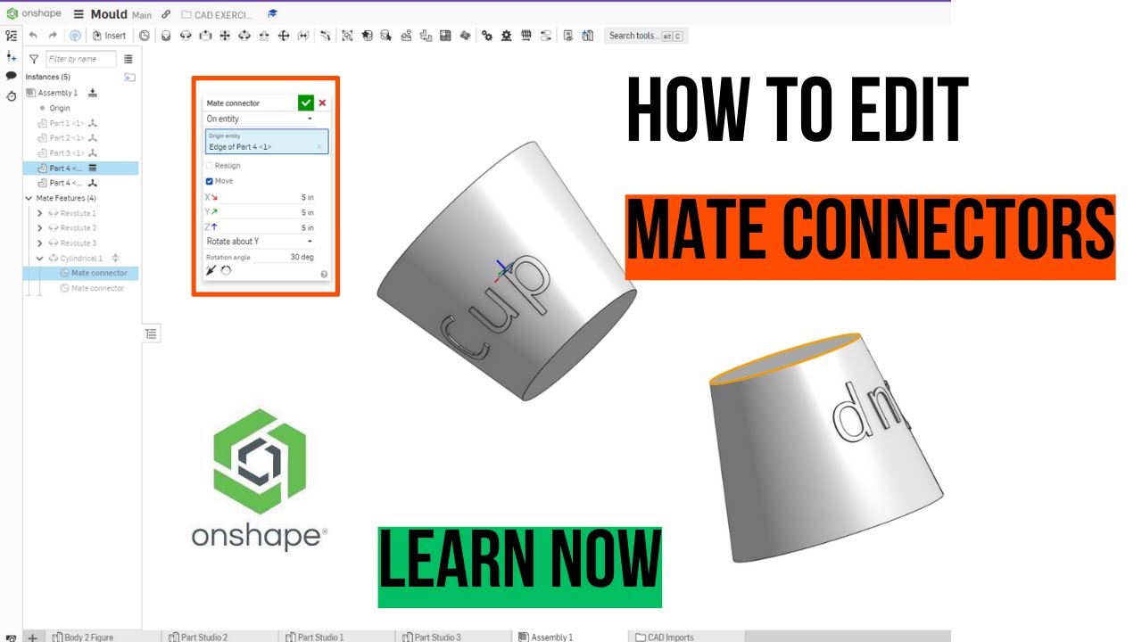 Onshape Tips | How to Edit the Mate Connectors in Onshape Assembly ...
